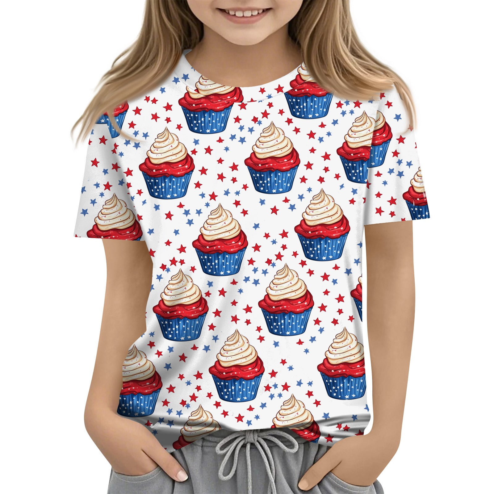 Divhosrg 4th of July Shirts Girl, Usa T Shirt Kids, Toddler Flag Shirt ...