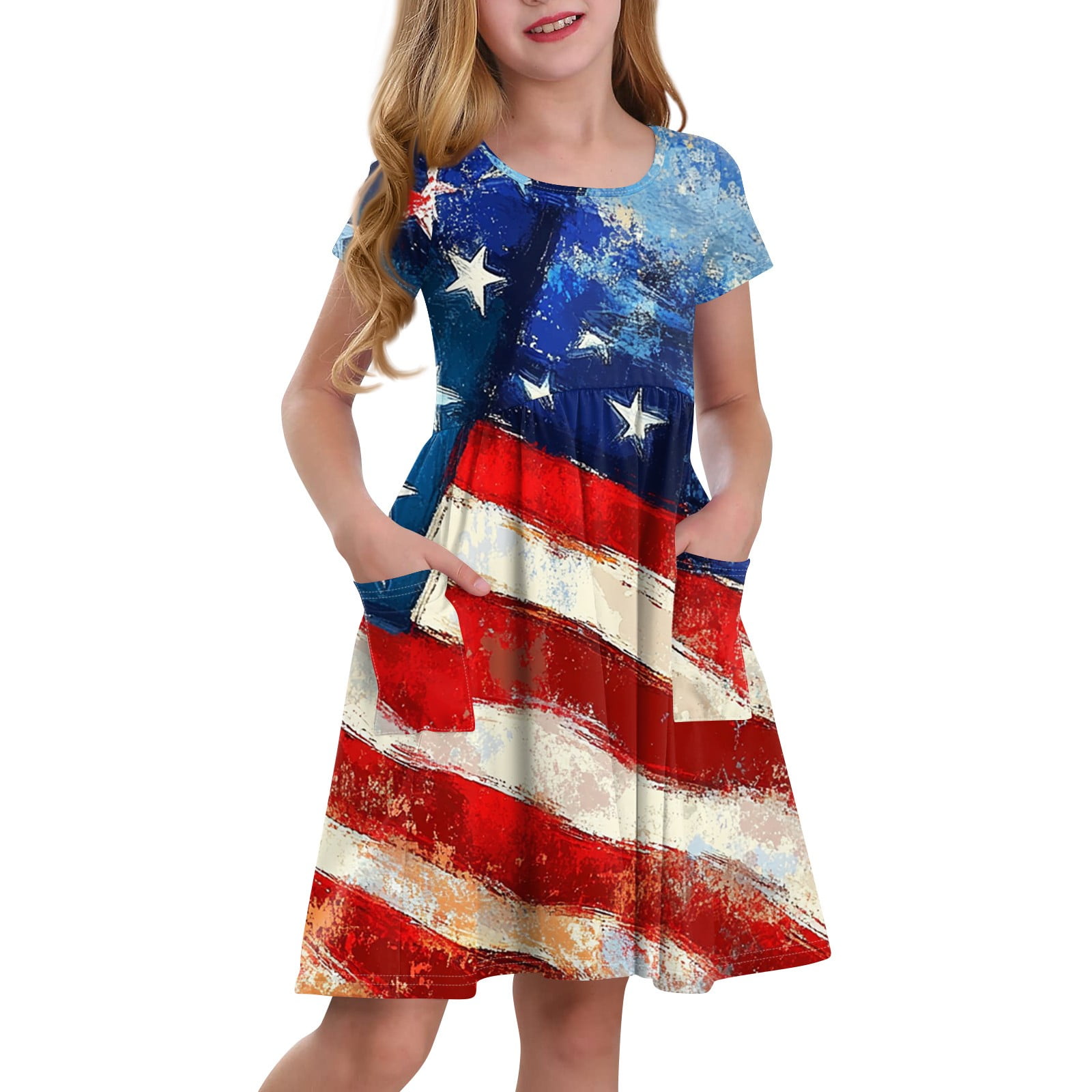 Divhosrg 4th Of July Tee Shirt Dress for Girl, Girls Fourth Of July ...