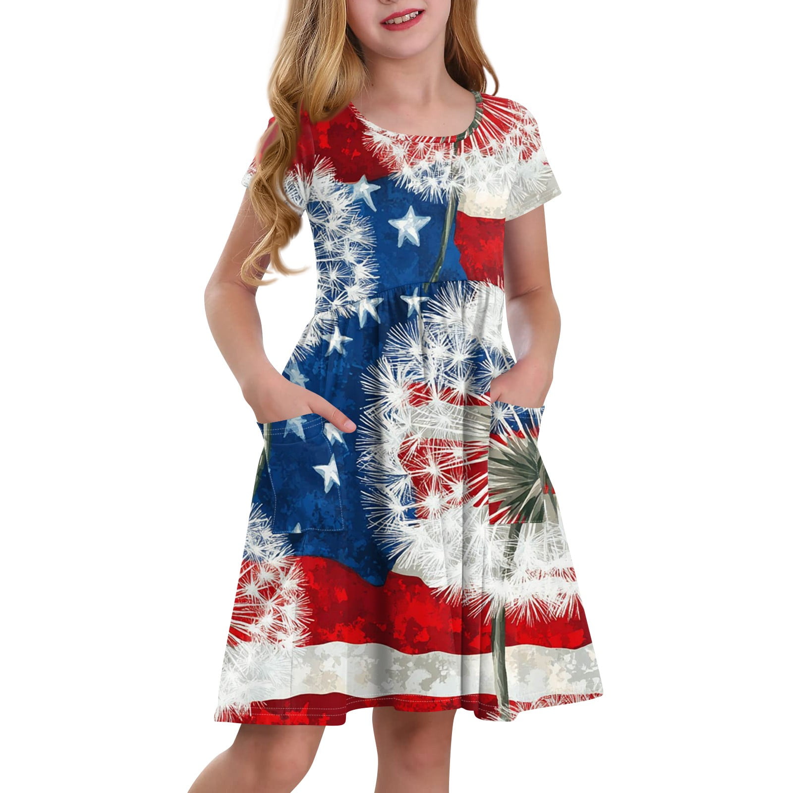 Divhosrg 4th Of July Tee Shirt Dress for Girl, Girls Fourth Of July ...