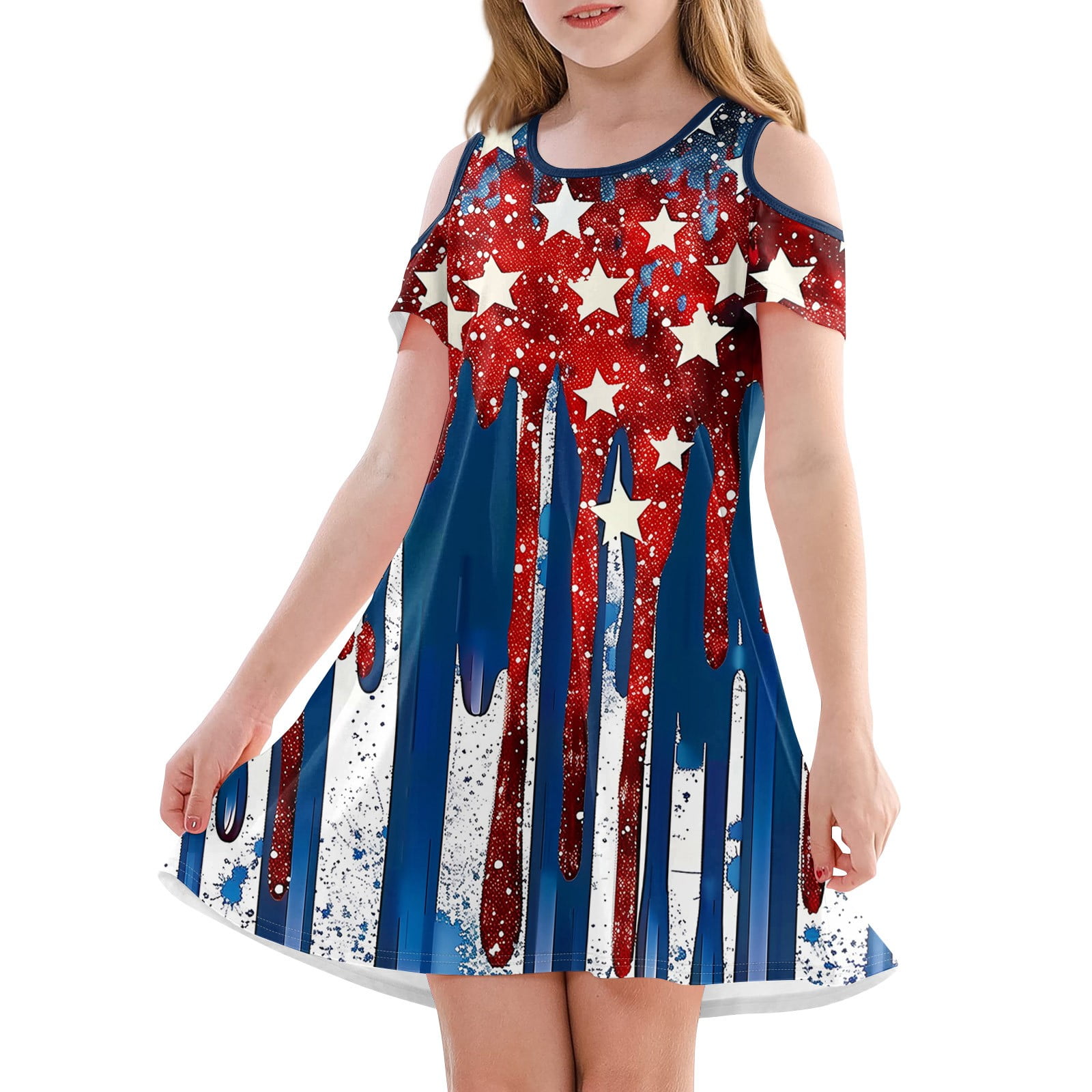 Divhosrg 4th Of July Tee Shirt Dress for Girl Plus, Girls Fourth Of ...