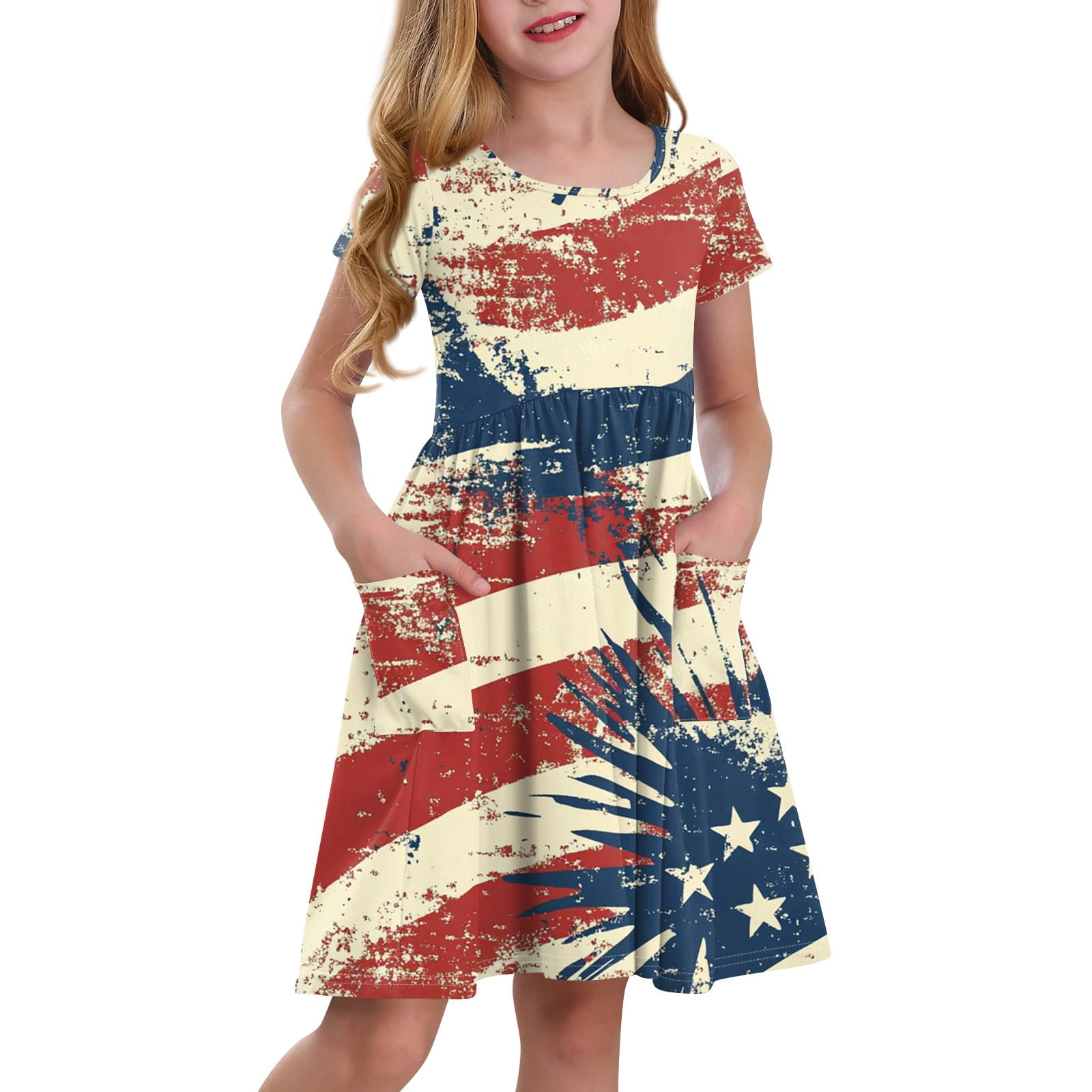 Divhosrg 4th Of July Tee Shirt Dress for Girl Plus, Girls Fourth Of ...