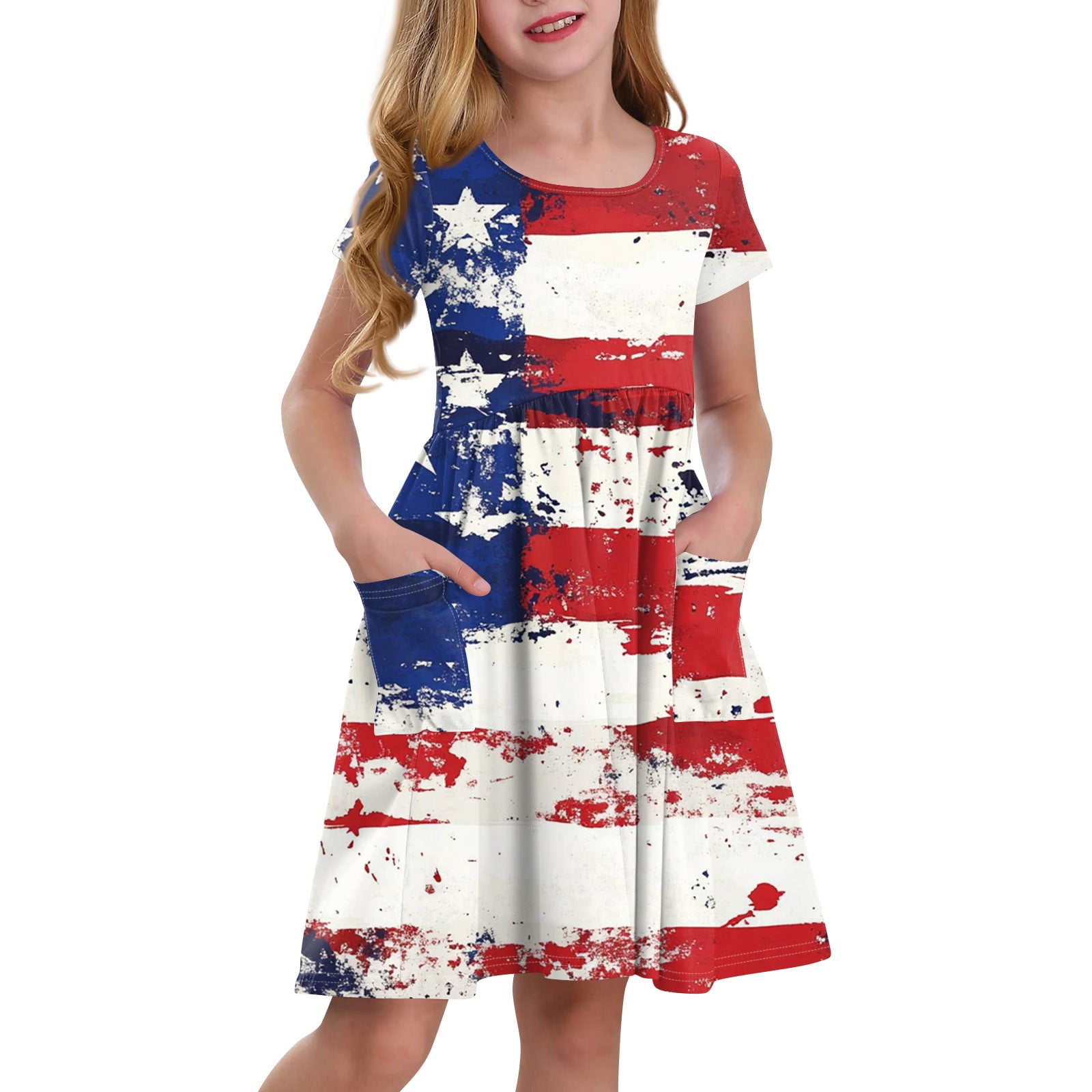 Divhosrg 4th Of July Tee Shirt Dress for Girl Plus, Girls Fourth Of ...