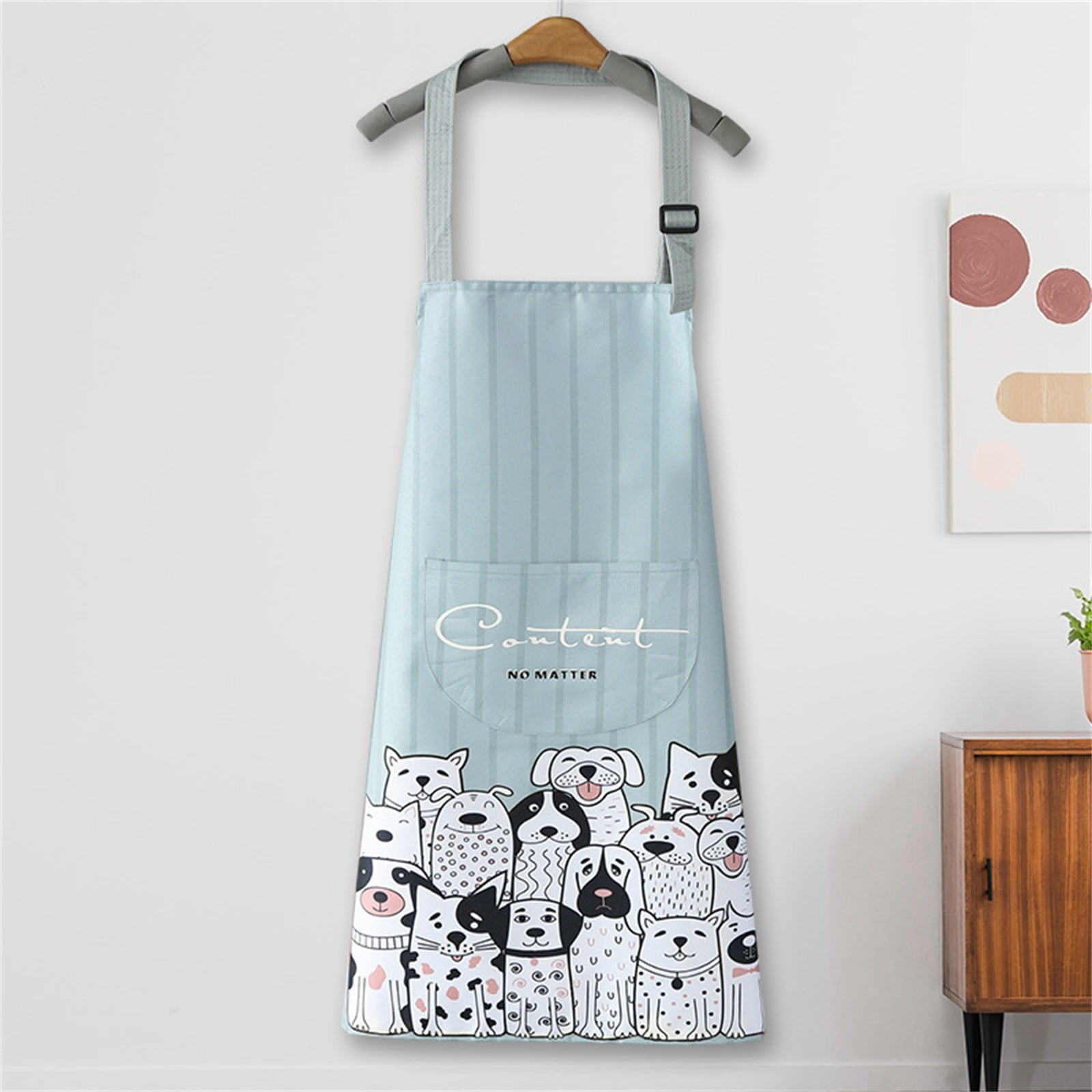 Divhosrg Adjustable Bib Apron Waterdrop Resistant with 2 Pockets ...