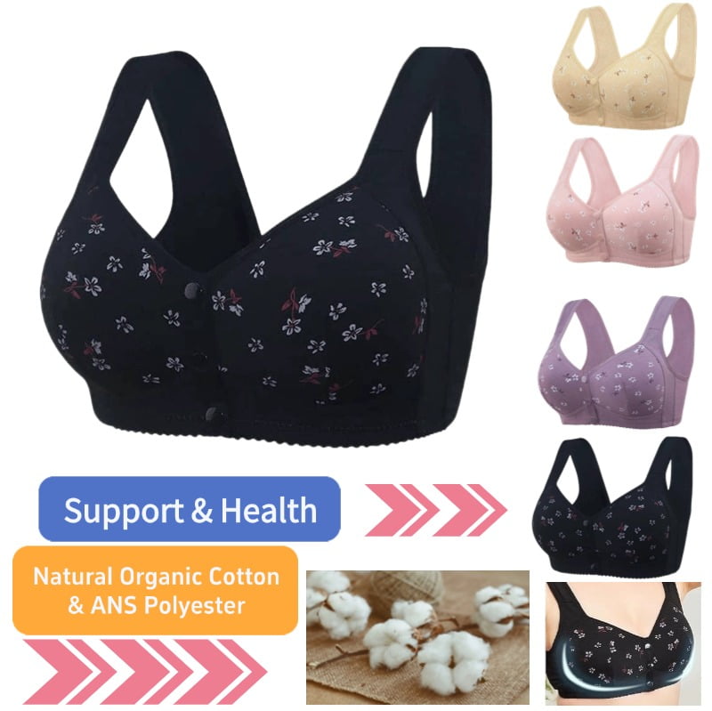 Divhosrg Daisy Bras for Older Women Front Closure Cotton Comfortable ...