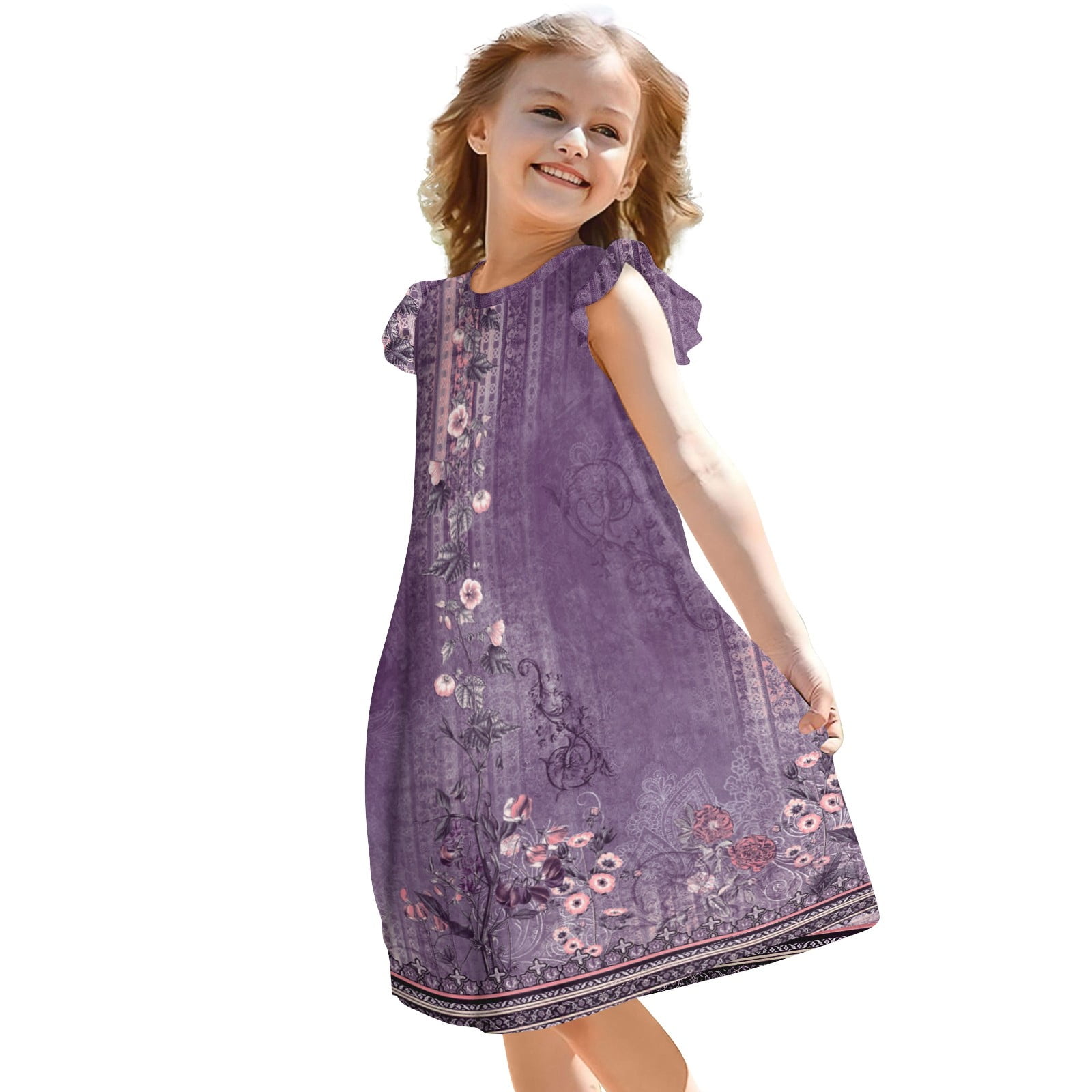 Divhosrg Girls Dresses 5t, Party Dress for Girls, Flying Sleeve Dress ...