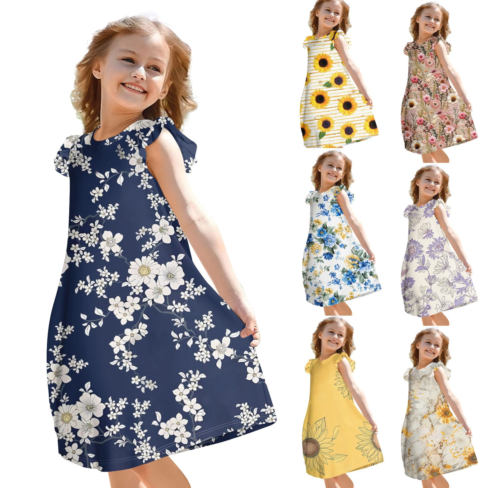 Divhosrg Girls Dresses 5t, Yellow Dress for Girls, Flying Sleeve Dress ...
