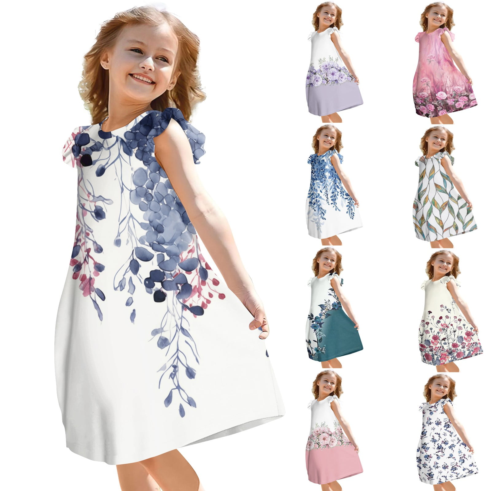 Divhosrg Girls Dresses Size 8, Summer Dress for Girls, Flutter Sleeve a ...