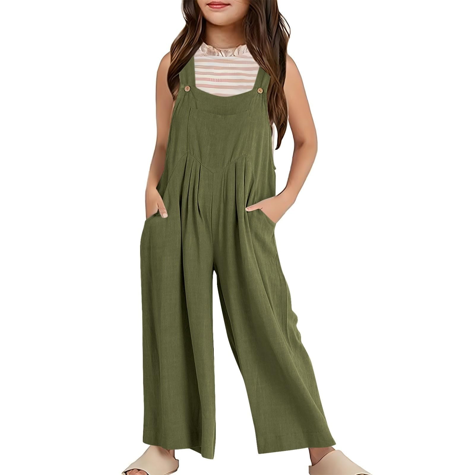 Divhosrg Girls Rompers Size 6 Blue, Girls Jumpsuits 10-12, Adjustable ...