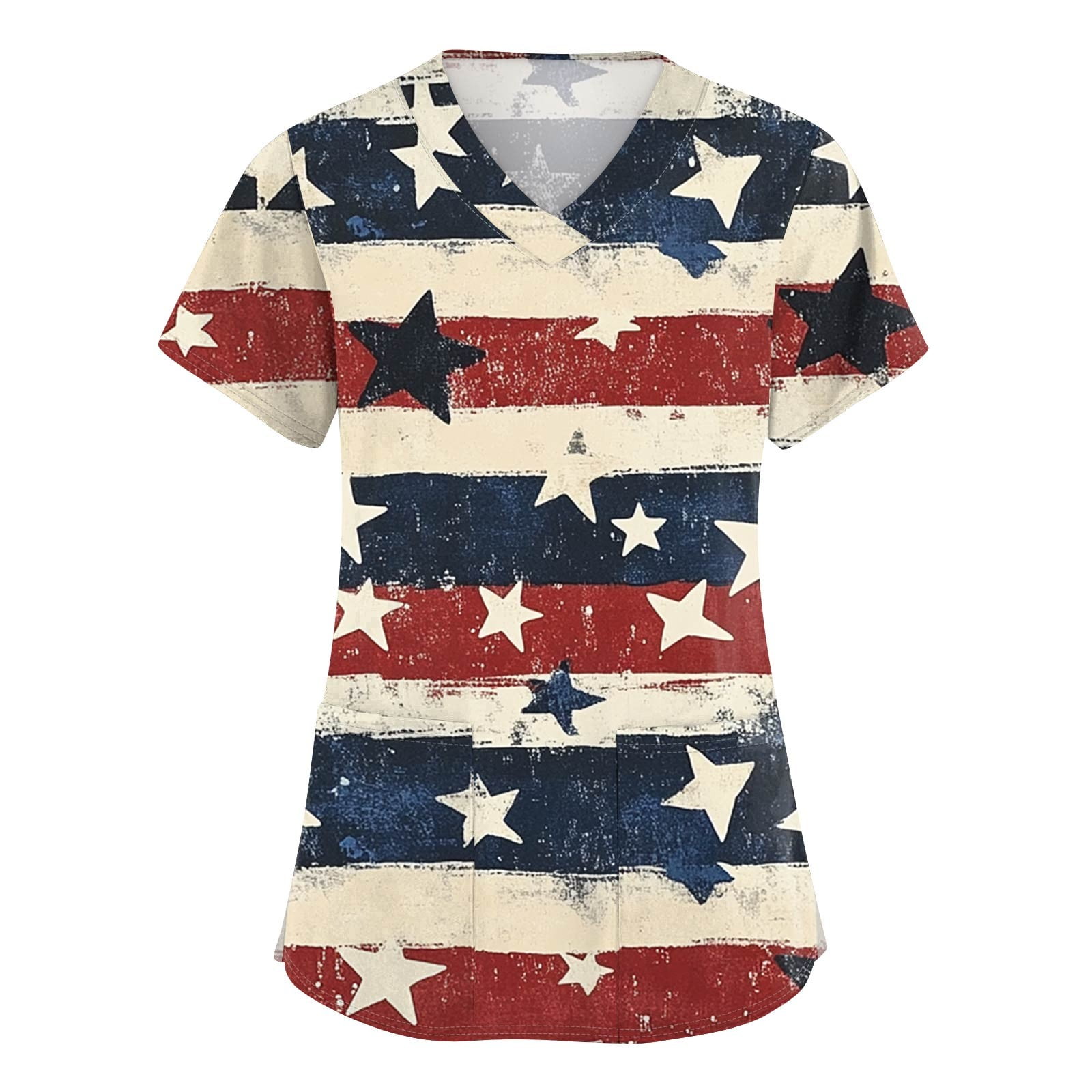 Divhosrg Independence Day Scrub Tops Women, Womens Patriotic Scrub Tops ...