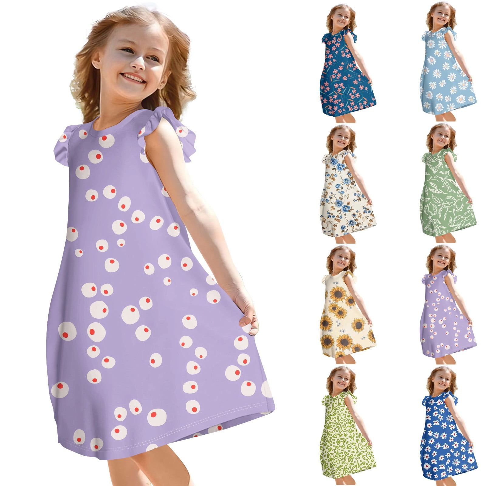Divhosrg Little Girls Dresses, Birthday Dress for Girls, Flutter Sleeve ...