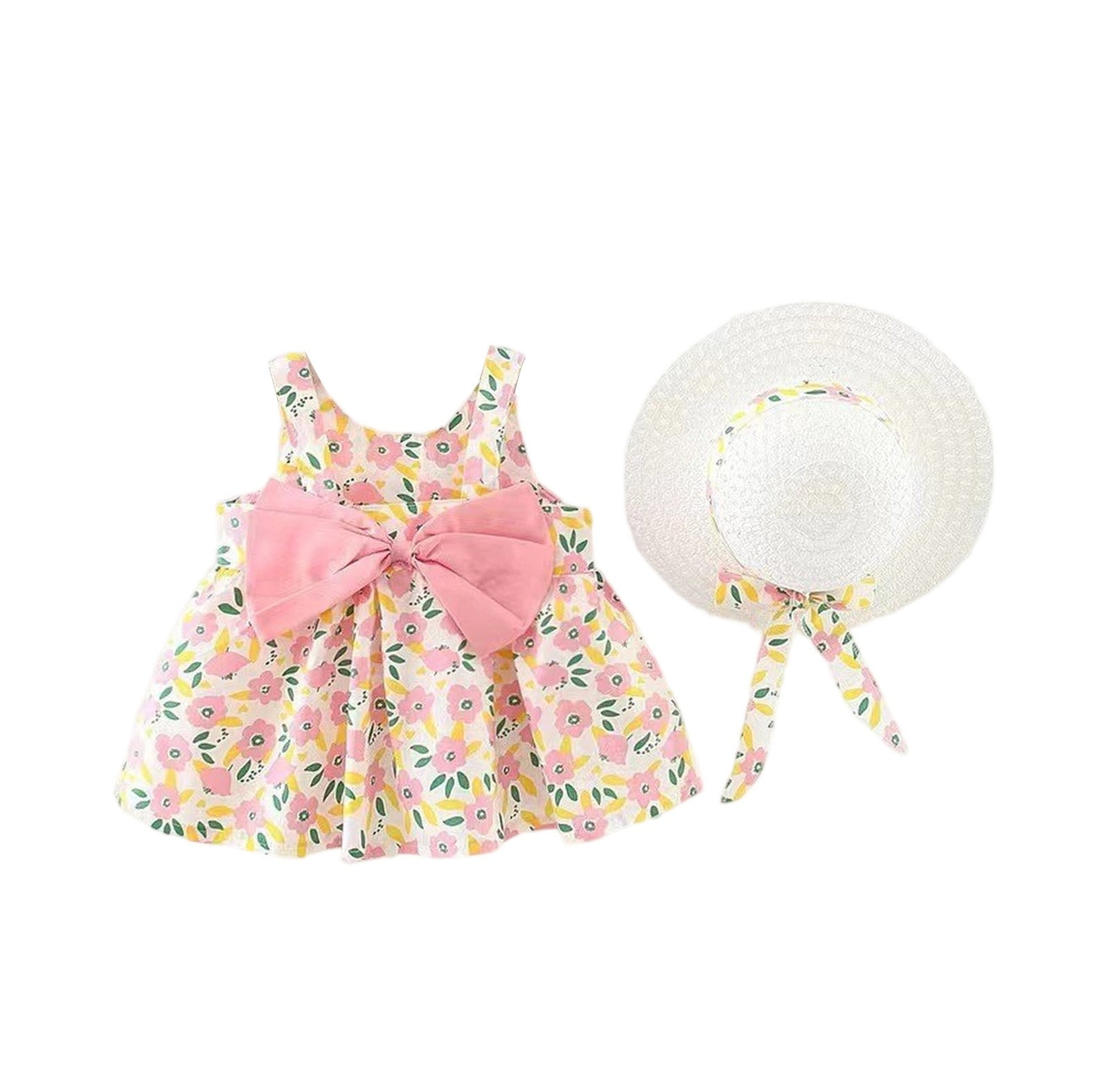 Divhosrg Toddler Baby Girls Hawaiian Holiday Dress + Straw Hat Rainbow ...
