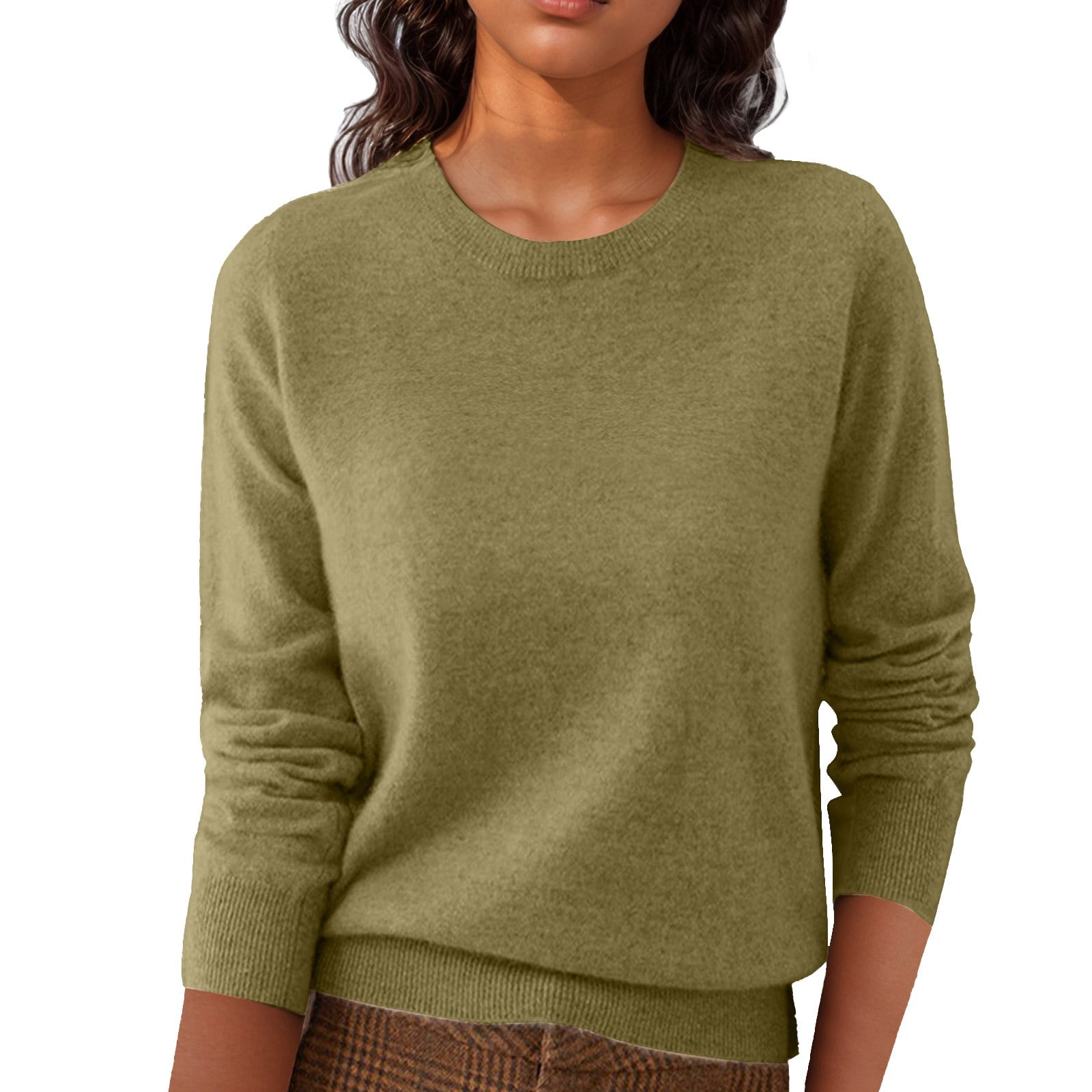 Divhosrg Women's Casual Camel Sweaters Basic Lightweight Knit Sweater ...