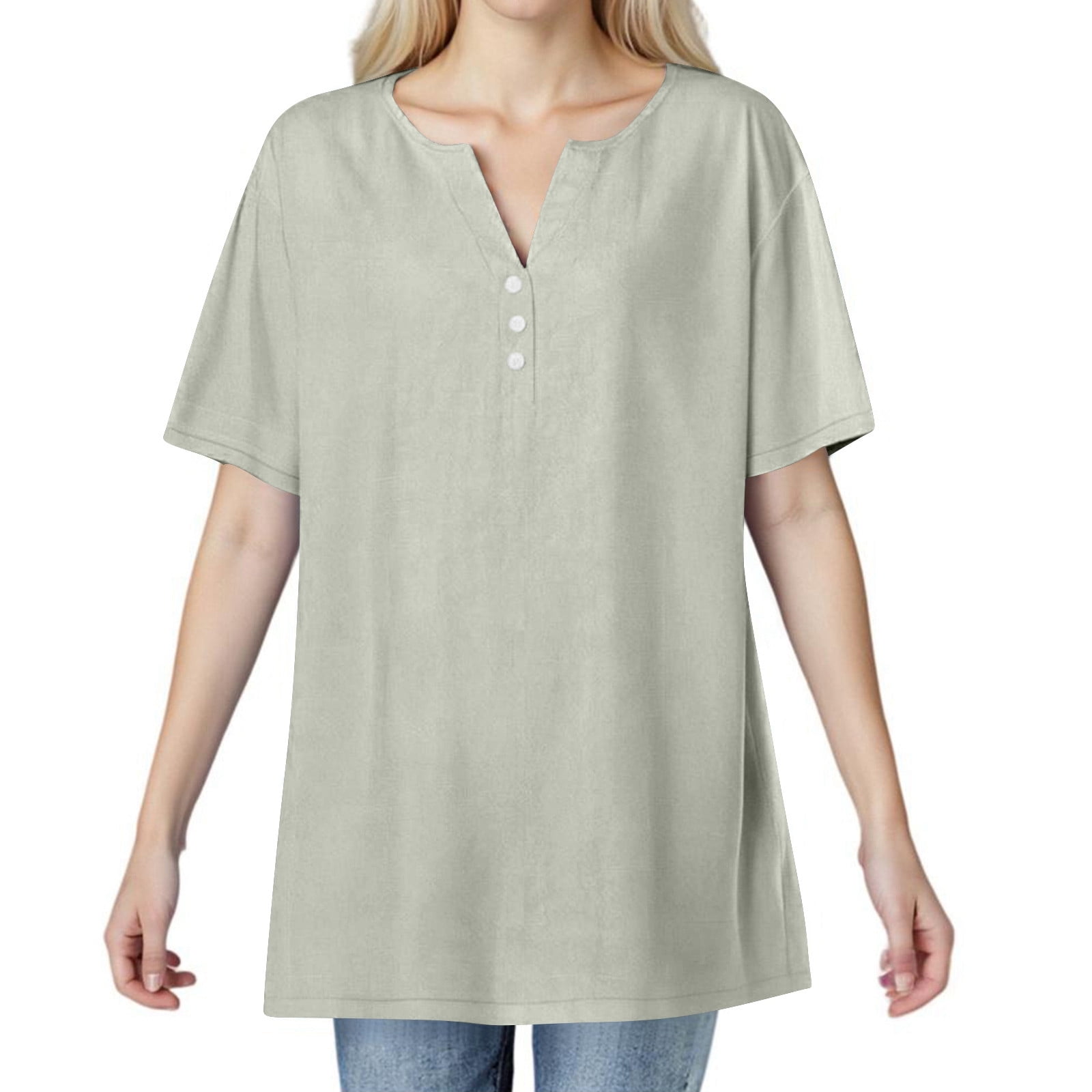 Divhosrg Womens Linen Shirt, Plus Size Button Down Shirts for Women 2x ...