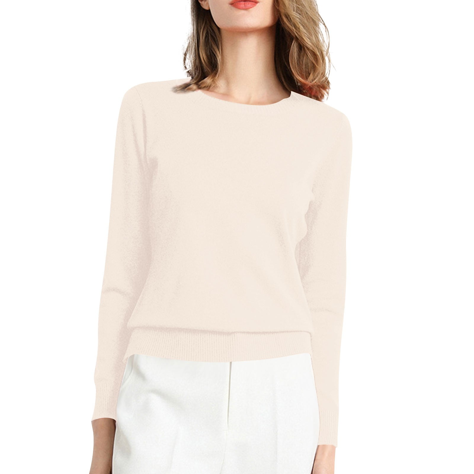 Divhosrg Wool Sweaters for Women 2024 New Long Sleeve Crew Neck Soft ...