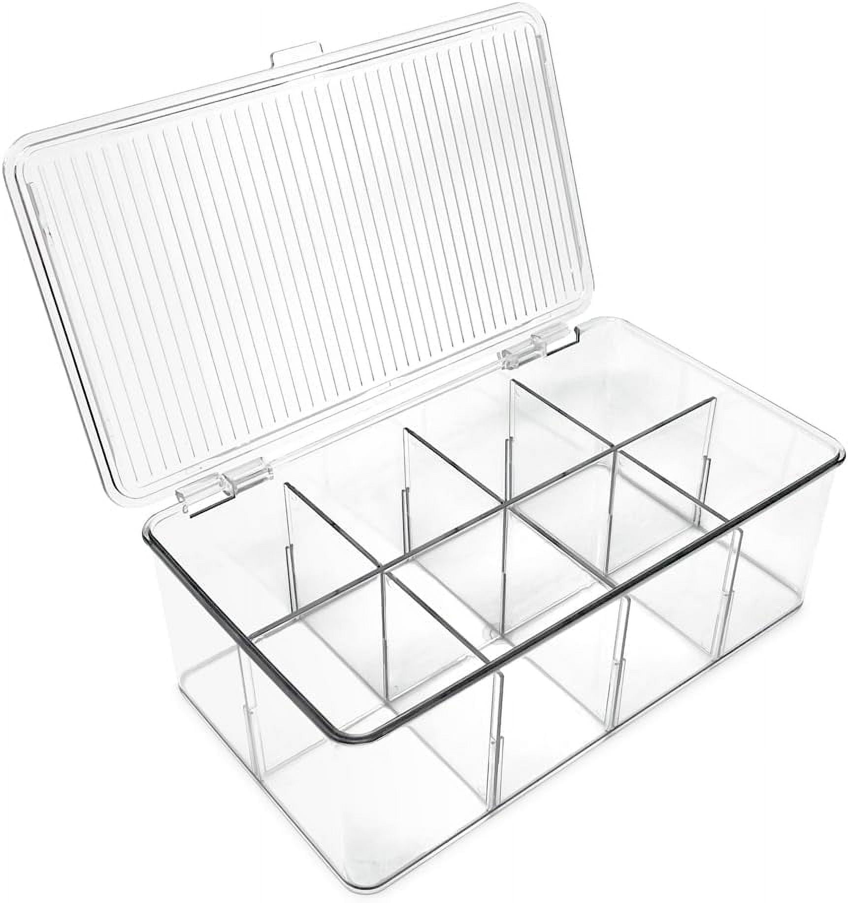 Divided Clear Plastic Organizer (10.88" x 6.63" x 3.75") w/Hinged Lid ...