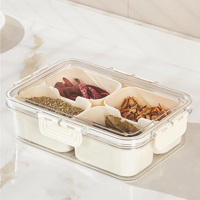 Divided Clear Snack Tray Serving Tray with Lid and Handle, Portable ...