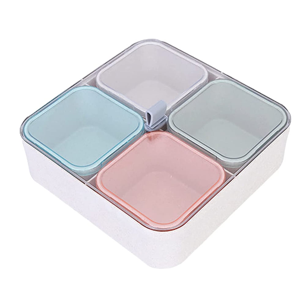 Divided Containers with Clear Lids Serving Platter - 4 Separate Plastic ...
