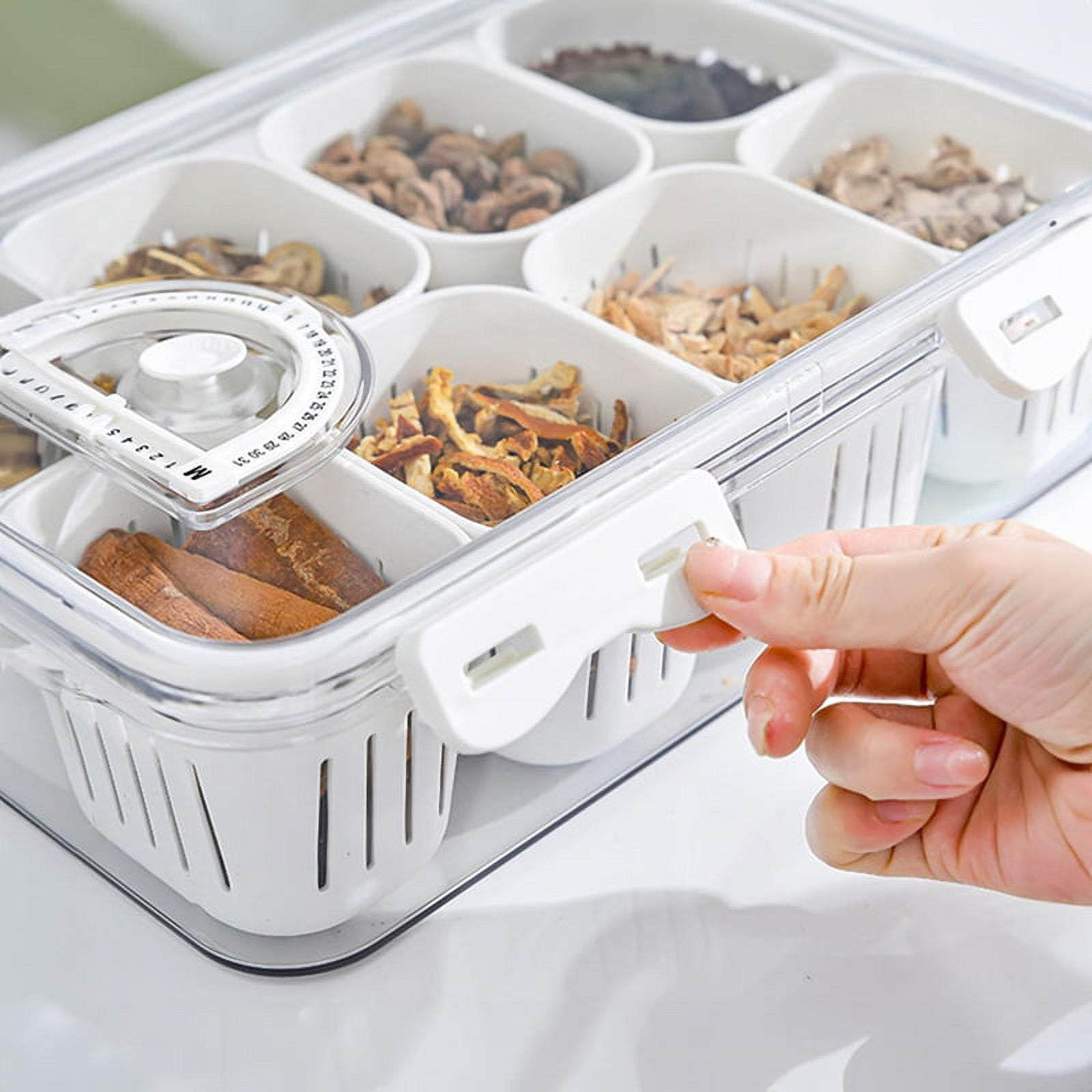 Divided Food Serving Tray with Lids Stackable Snackle Box 6 Dividers ...