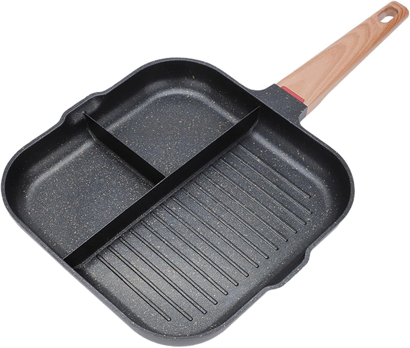 Divided Grill Frying Pan,Breakfast Frying Pan, Wooden Handle Egg Steak ...
