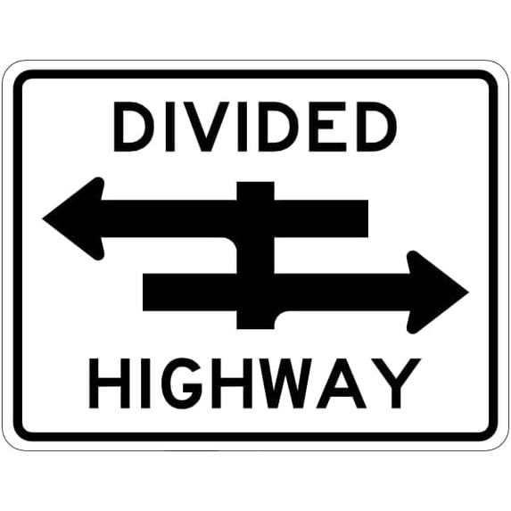 Divided Highway Crossing Sign - Traffic Metal Sign 8x12 Inch for ...