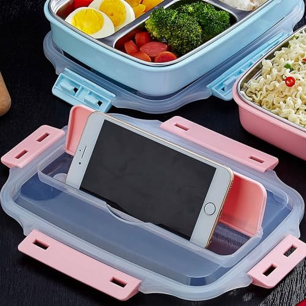Divided Lunch Box 304 Stainless Steel Lunch Bento 3 Compartment Food ...