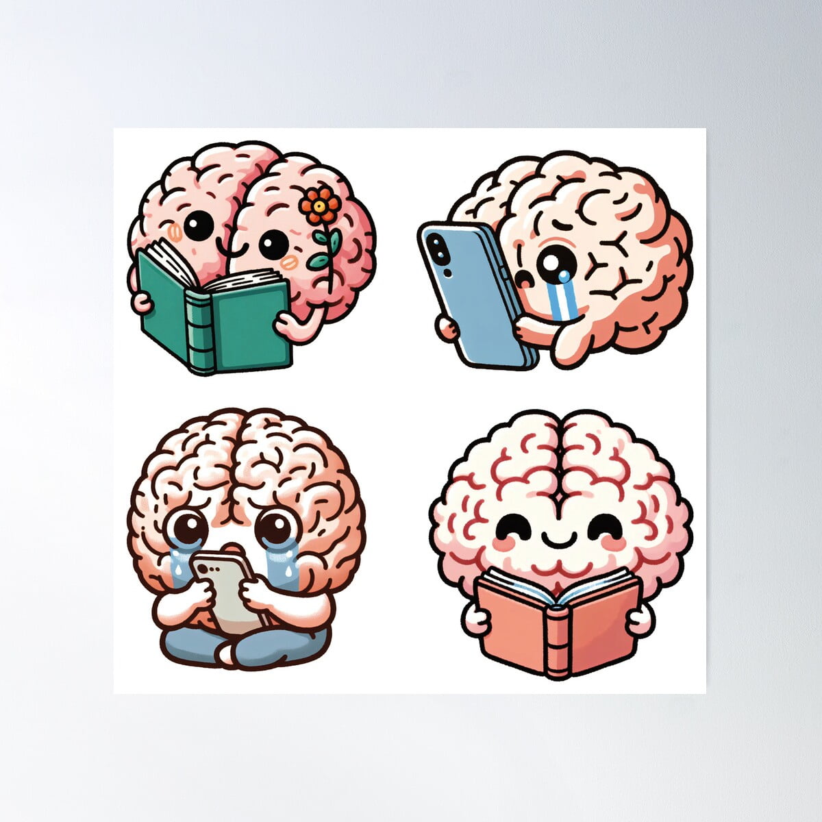 Divided Minds: Between Books And Smartphones Poster Wall Art, Modern ...