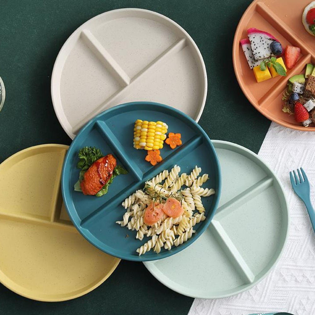 Divided Plate 3 Compartment Reusable Fruit Salad Food Dinner Tray ...
