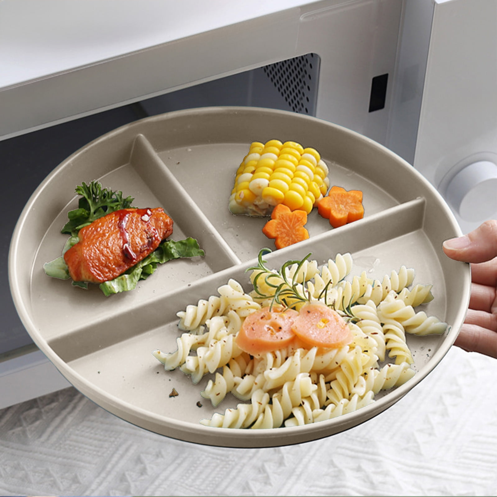 Divided Plates Unbreakable Portion Control Plates 3 Compartments Plates ...