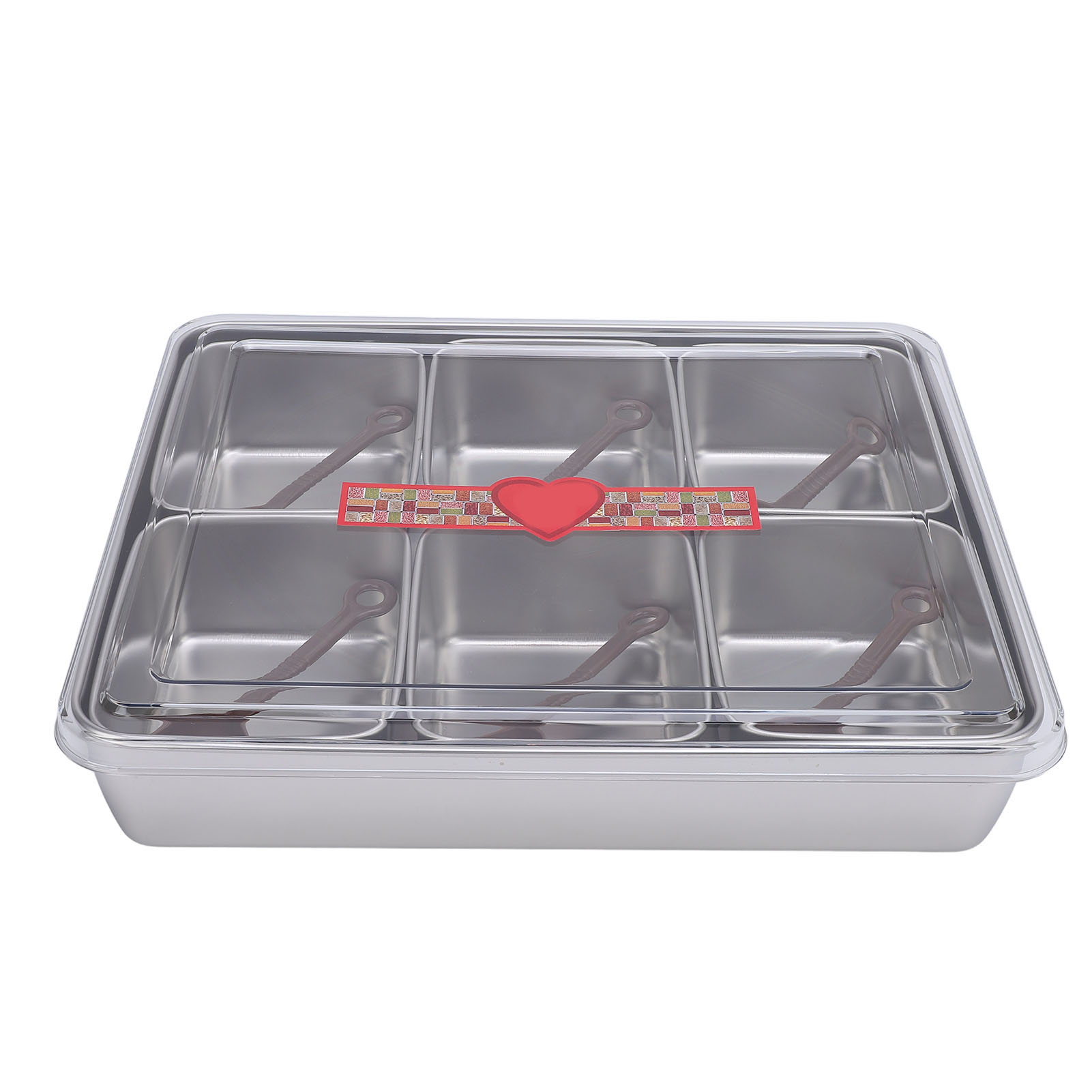 Divided Platter With 6 Compartments Spoons, Perfect For Fruits, Veggies ...