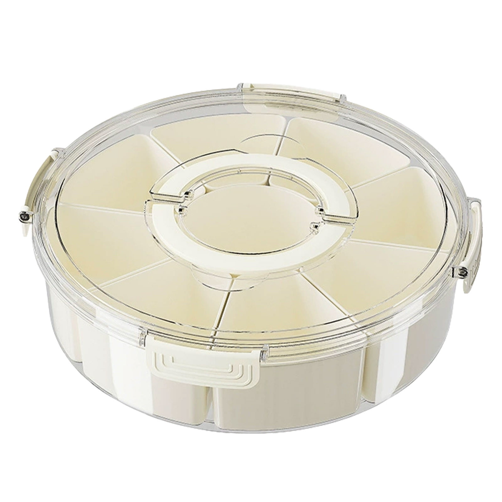 Divided Rotating Serving Tray with Lid and Handle,Portable Snackle Box ...