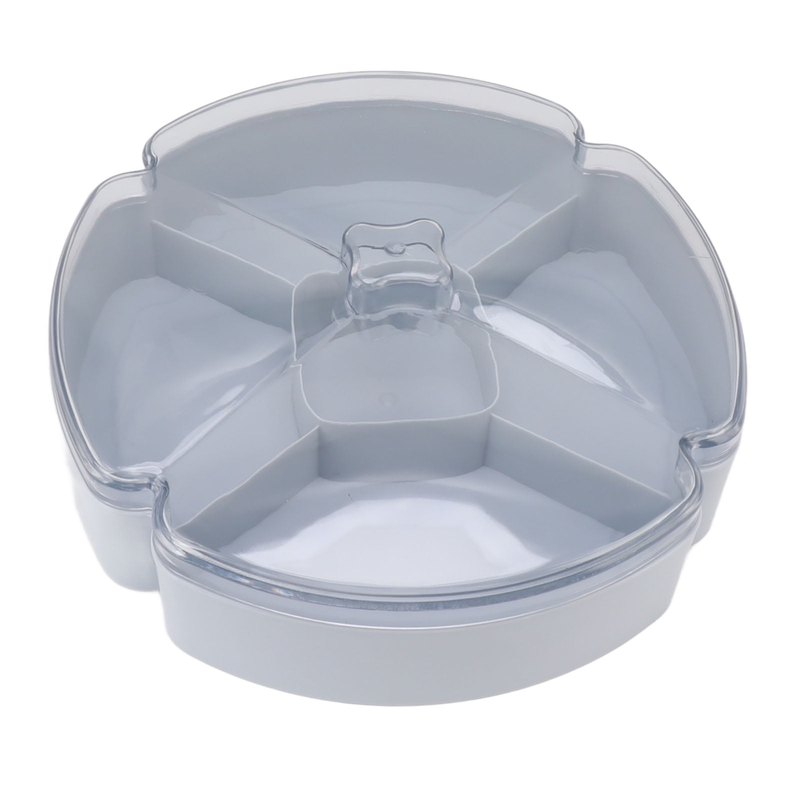 Divided Round Platter Serving Tray with Lid, 5 Compartment Appetizer ...