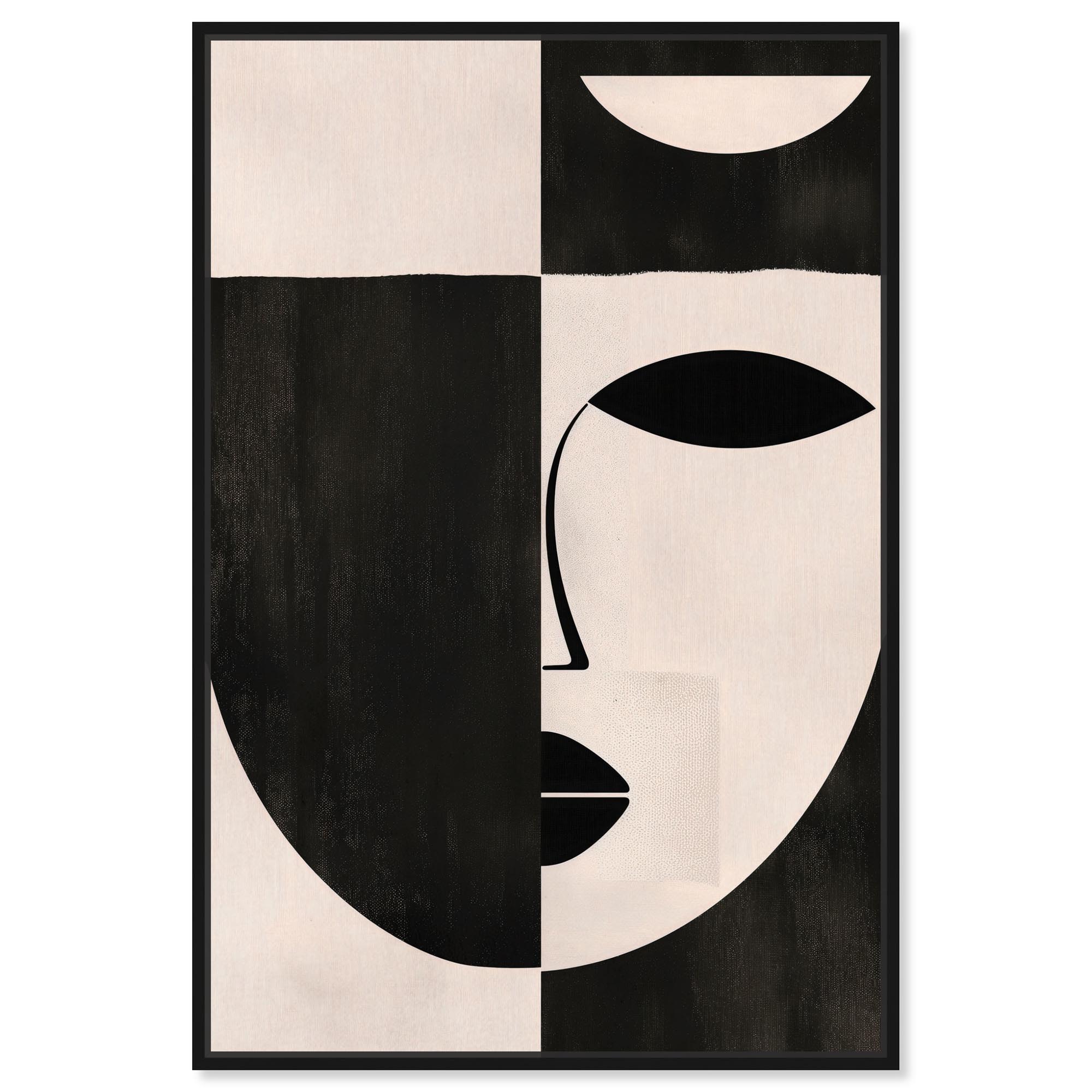 Divided Self II Canvas Modern Face Abstract by Art Remedy, Black Frame ...