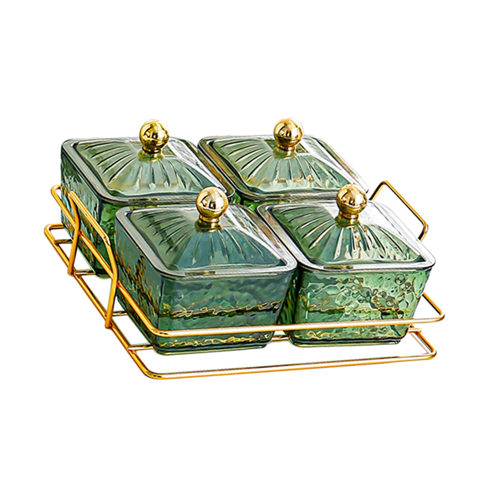 Divided Serving Dishes Platter Removable Bowls with Lid 4 Compartments ...