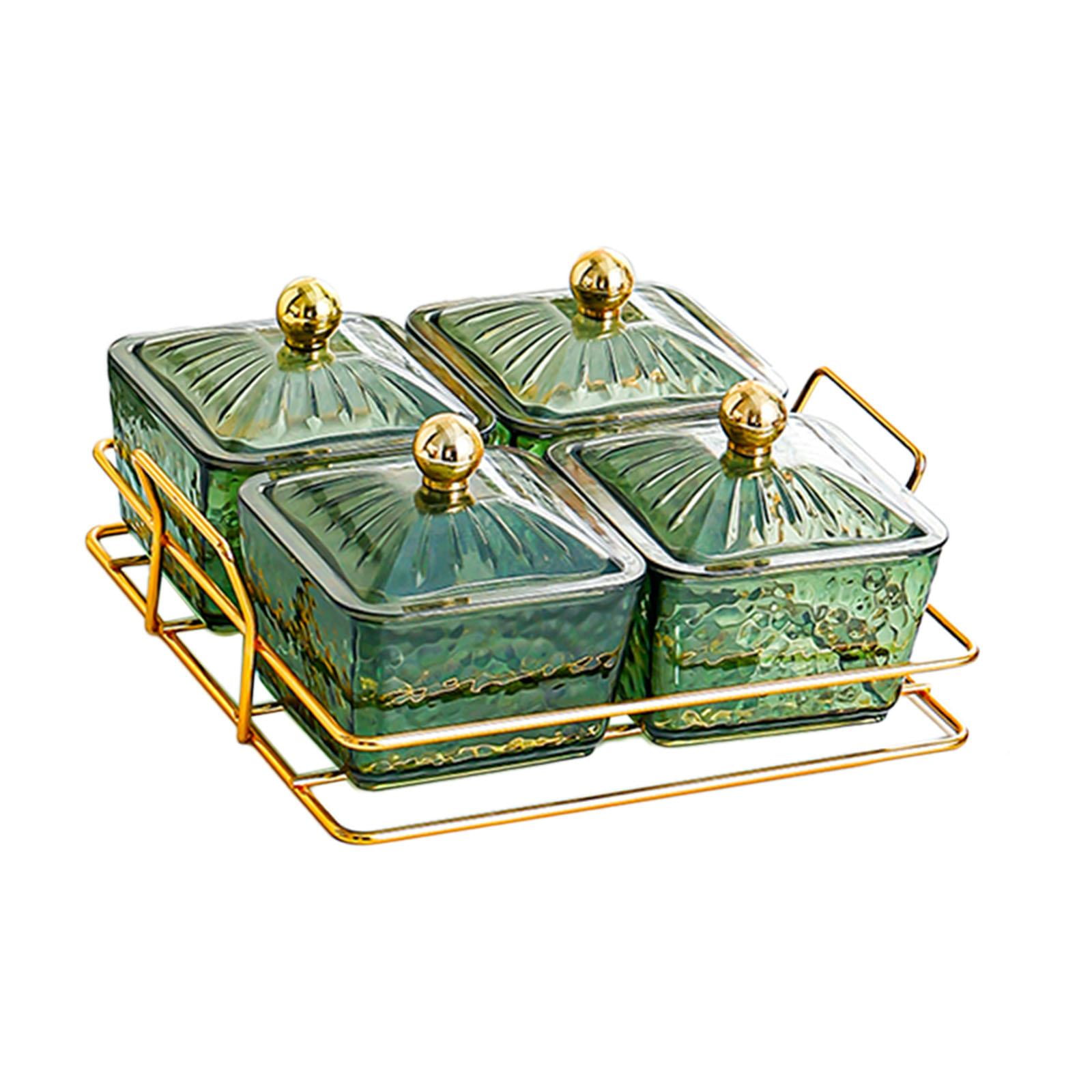 Divided Serving Dishes Platter Removable Bowls with Lid 4 Compartments ...