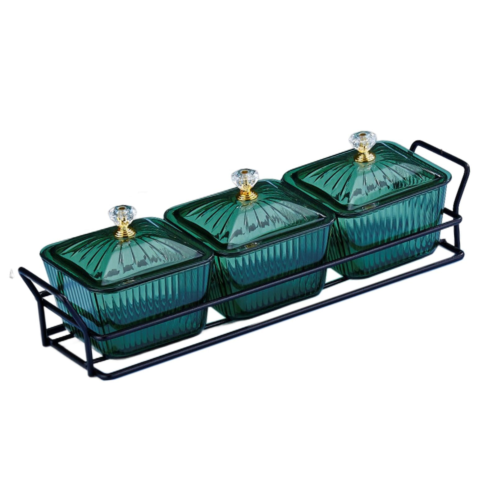 Divided Serving Dishes Snacks Platter Condiment Tray Seasoning Jars ...