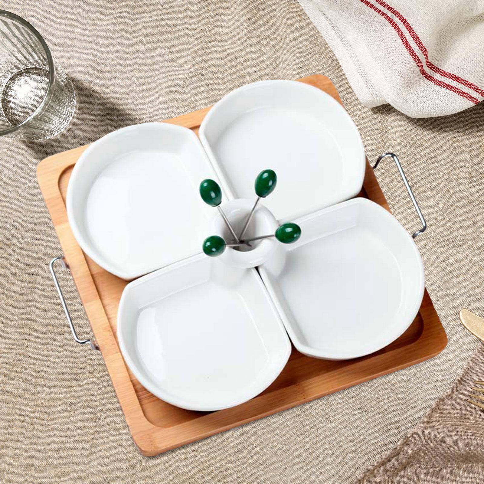 Divided Serving Platter 4 Compartment Appetizer Serving Tray Chips and ...