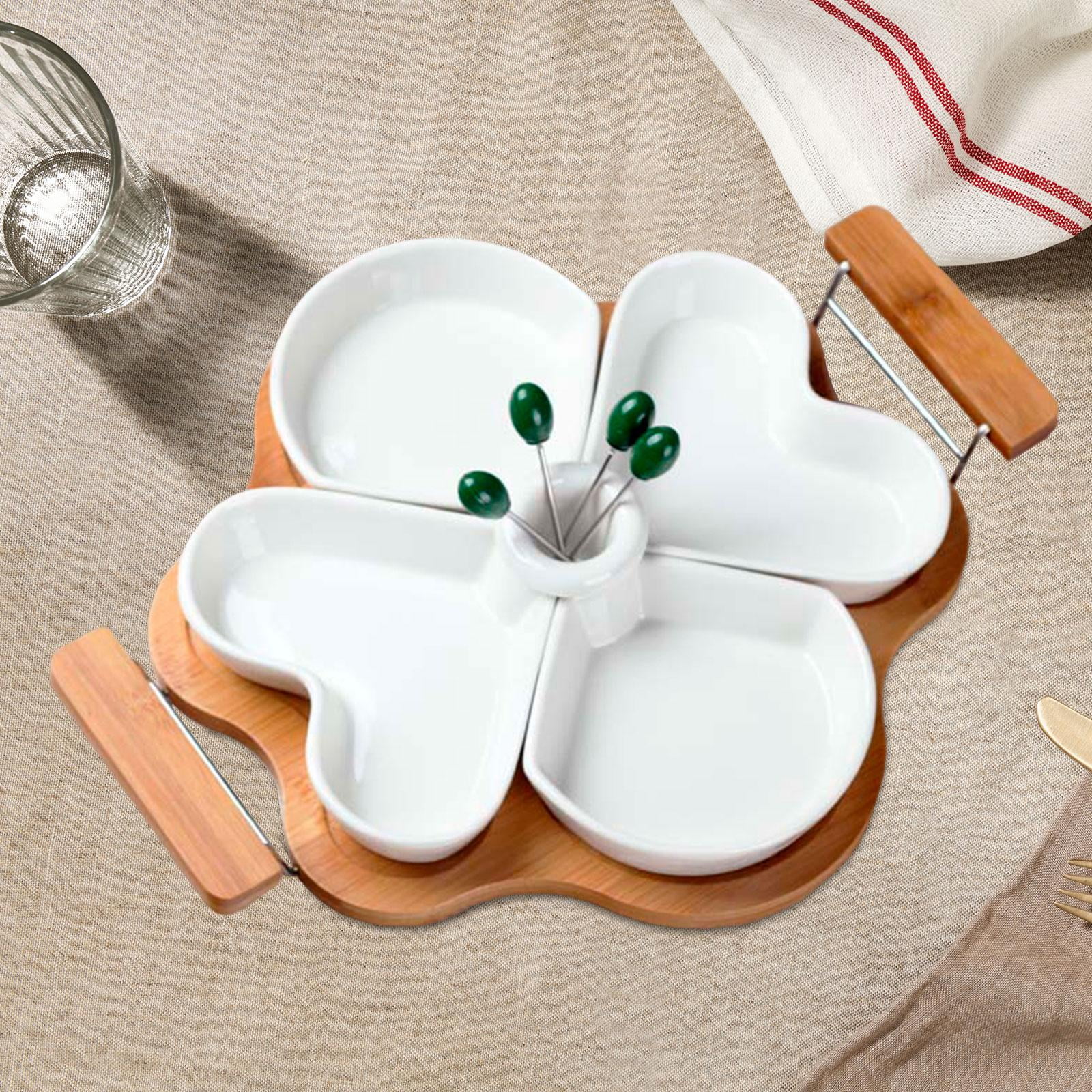 Divided Serving Platter 4 Compartment Appetizer Serving Tray Chips and ...