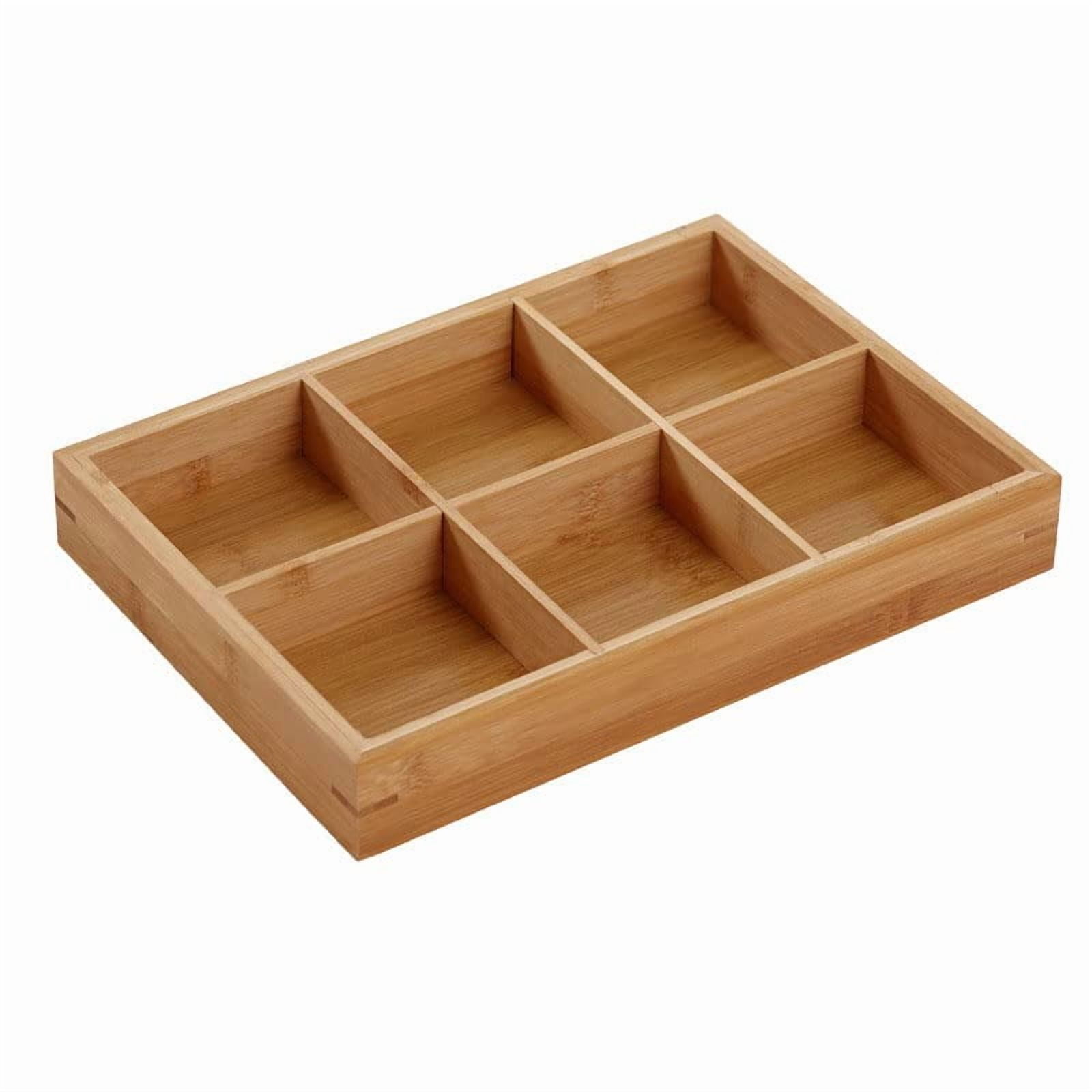 Divided Serving Platter Wood Snack Tray Kitchen Organizer, 6-Grid ...