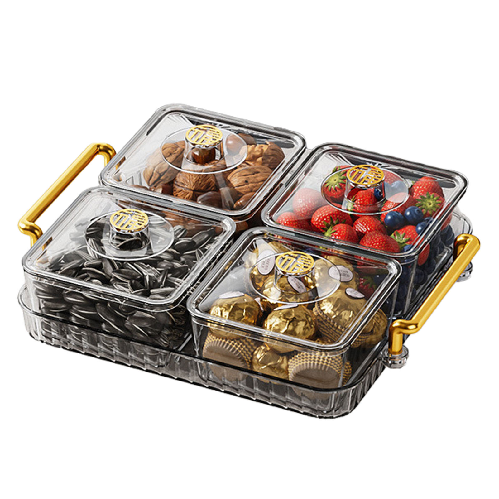 Divided Serving Tray, Food Storage Lunch Organizer, Portable Clear ...