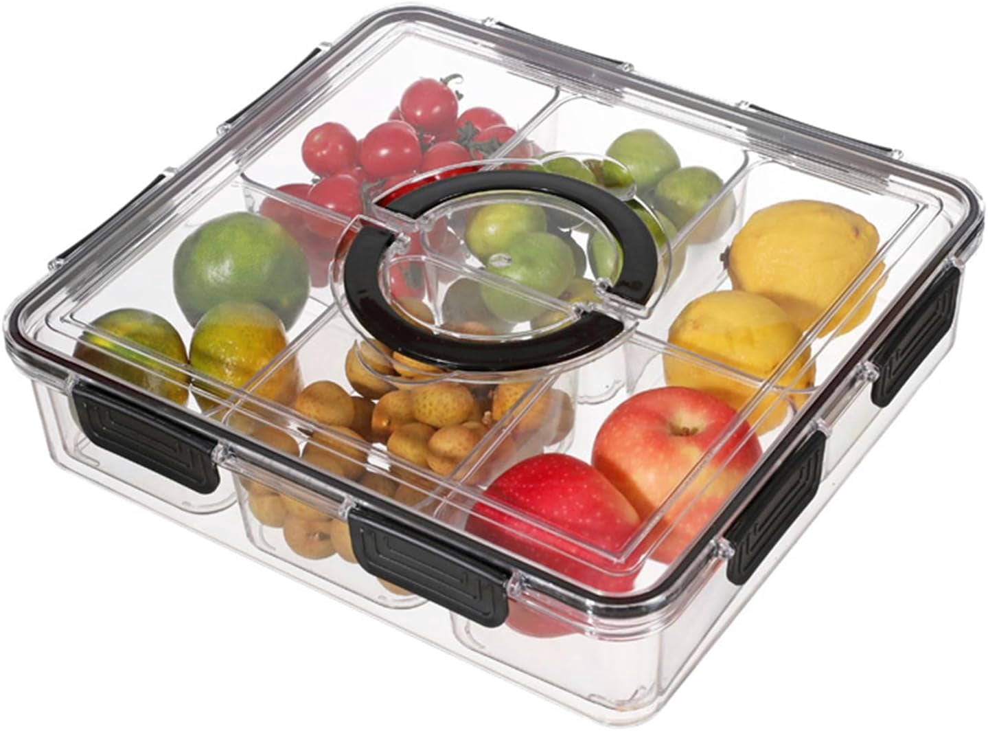 Divided Serving Tray Fridge Food Storage Box Transparent Multi ...
