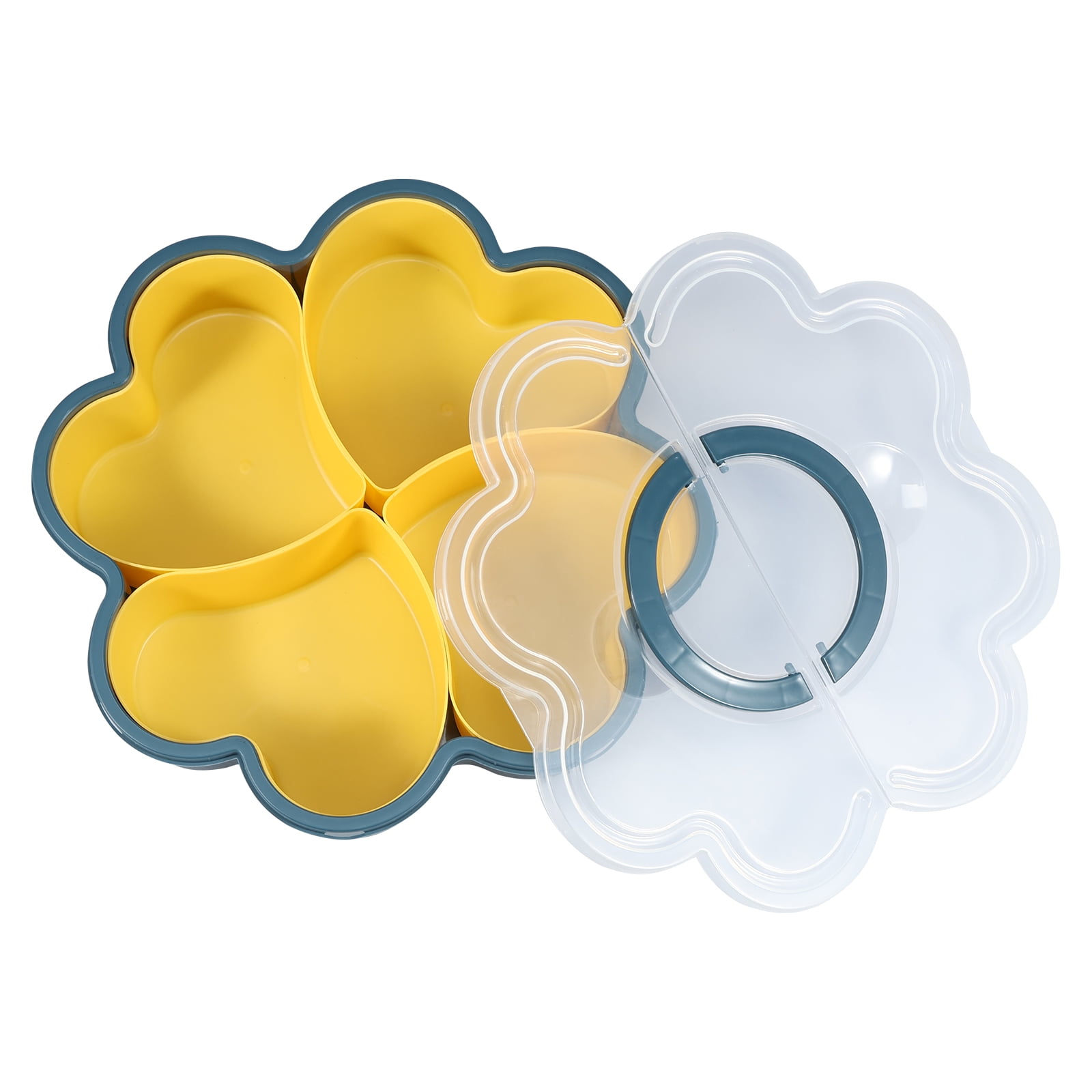 Divided Serving Tray with Lid Handle 4 Compartment Divided Snack Box ...