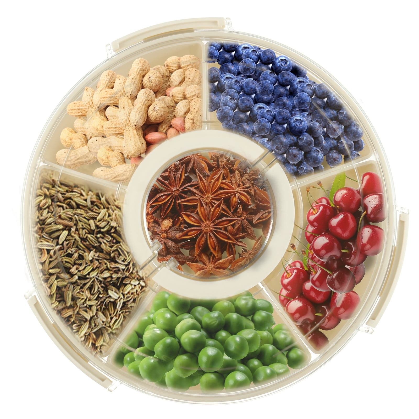 Divided Serving Tray with Lid and Handle 6 Compartment Snack Box ...