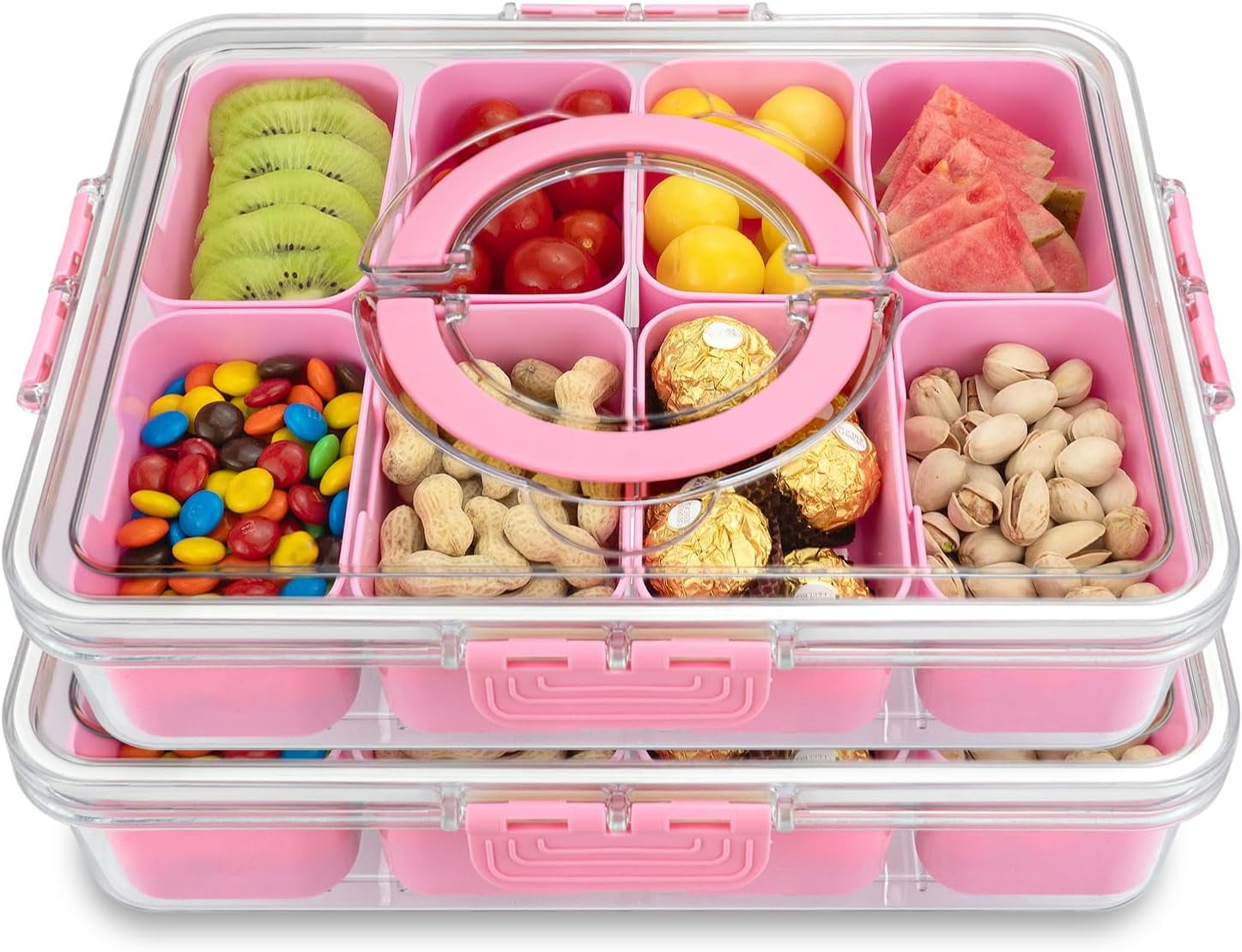 Divided Serving Tray with Lid and Handle,8 Compartments Snacks Box ...