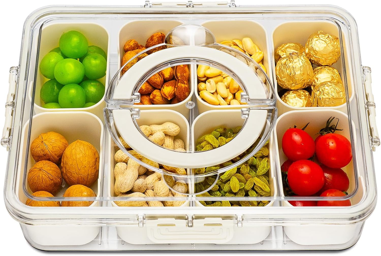 Divided Serving Tray with Lid and Handle,8 Compartments Snacks Box ...