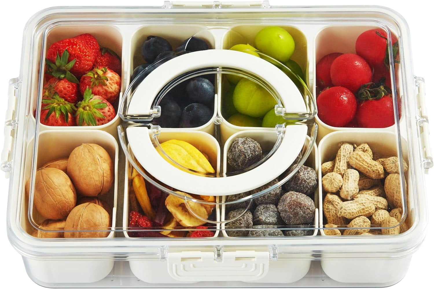 Divided Serving Tray with Lid and Handle, Fruit Snack Serving box ...