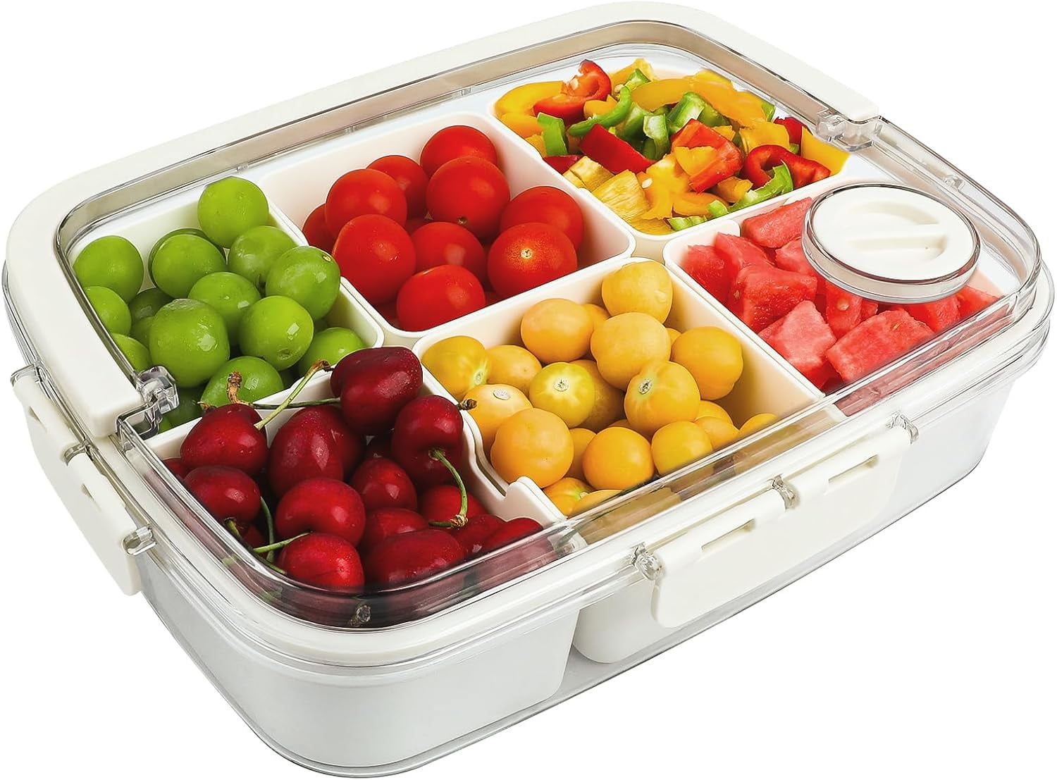 Divided Serving Tray with Lid and Handle, Portable Snackle Box ...