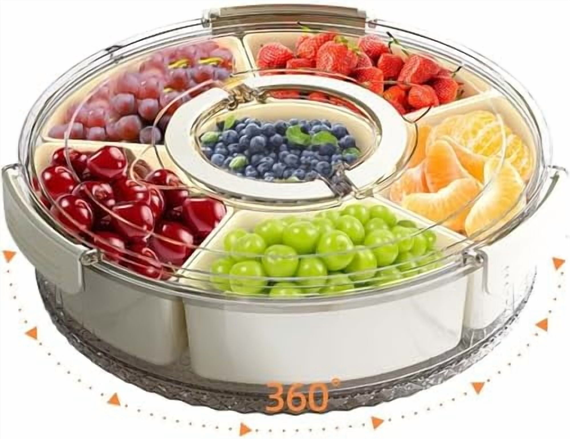 Divided Serving Tray with Lid and Handle, Portable Snackle Box ...