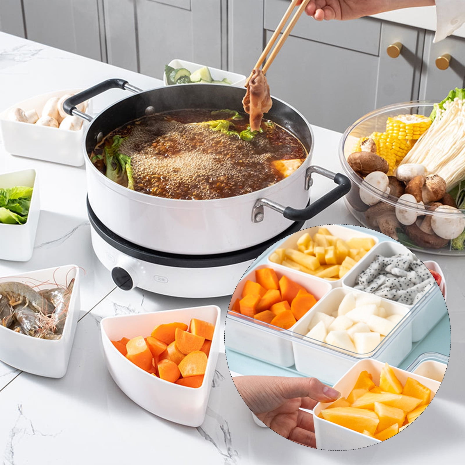 Divided Serving Tray with Lid and Handle, Snack Box, Portable Snack ...