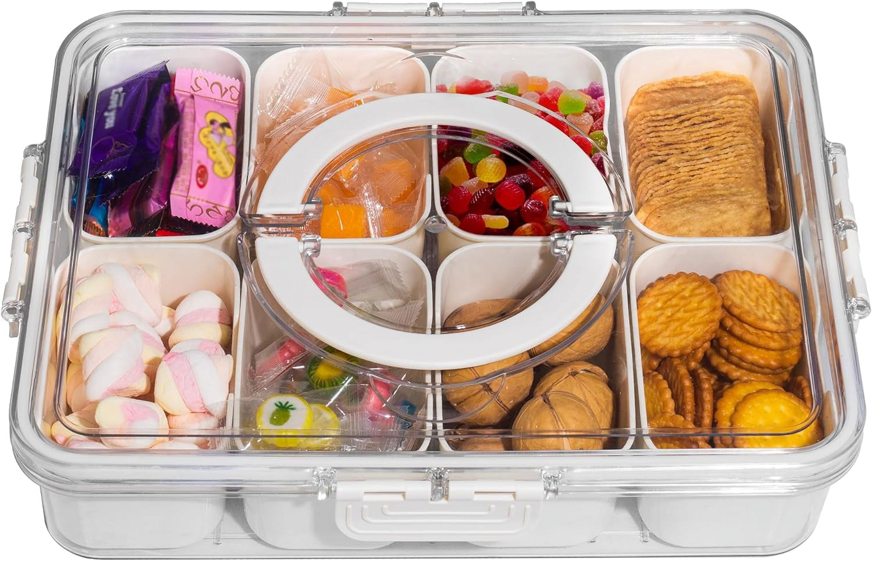 QCQHDU Divided Serving Tray with Lid, 8 Compartment Container, Portable ...