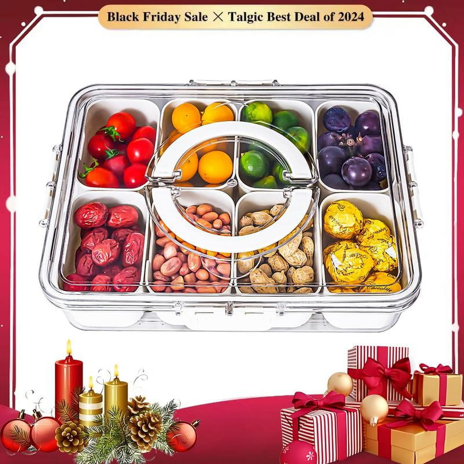 Divided Serving Tray with Lid and Handle - Snackle Box Charcuterie ...